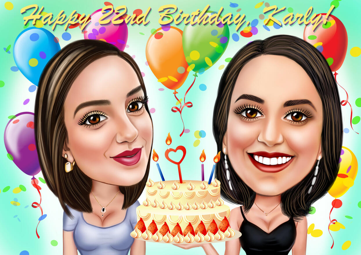 Friends Birthday Cartoon Drawing