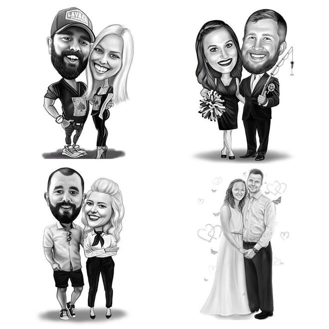 Couple Caricatures Hand-Drawn from Photos