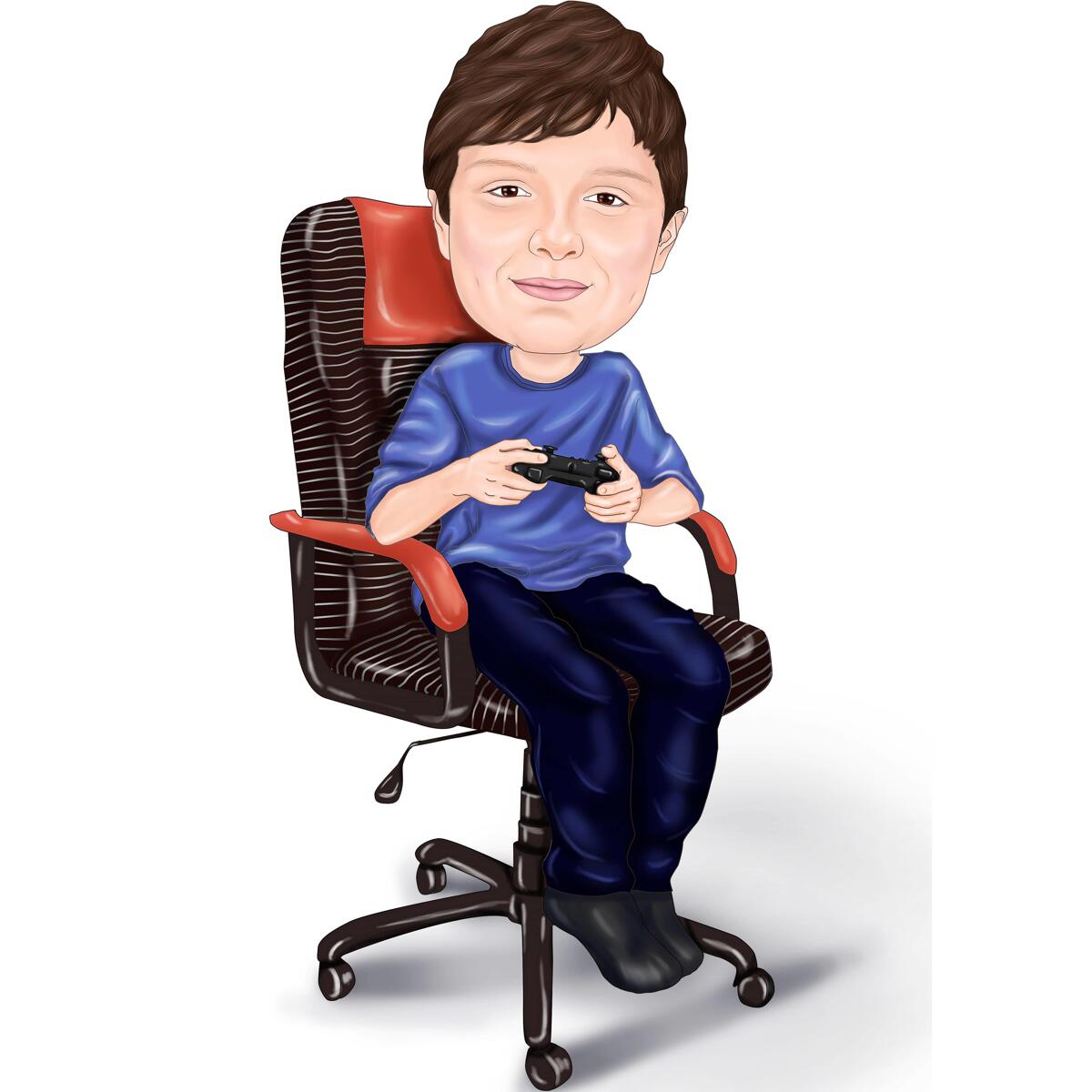 Gamer Kid Cartoon Caricature from Your Photo