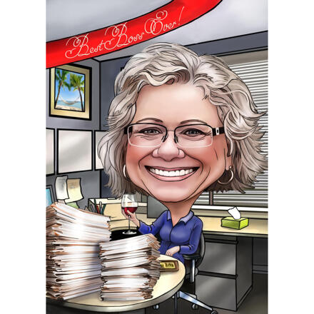 Happy Boss Day Cartoon Drawing