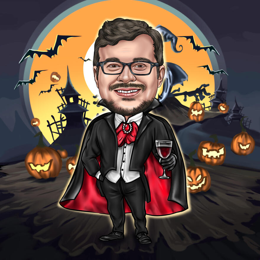 Kuslig Halloweenkarikatyr – Spöken, pumpor och fladdermöss 🎃👻🦇