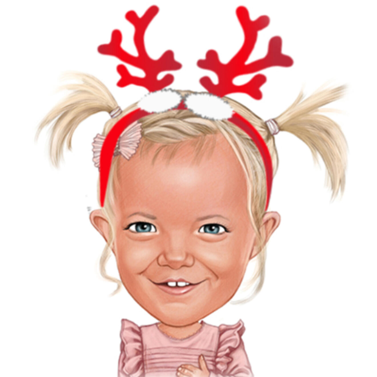 Kerst Kid Karikatuur: Xmas Herten Hoed Cartoon