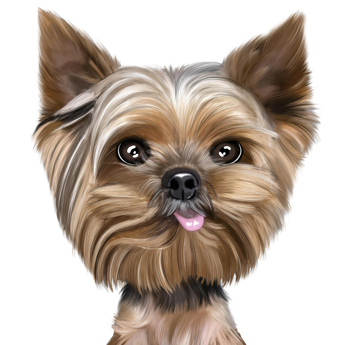Tête et épaules Yorkie Cartoon Portrait dans le style de couleur à ...