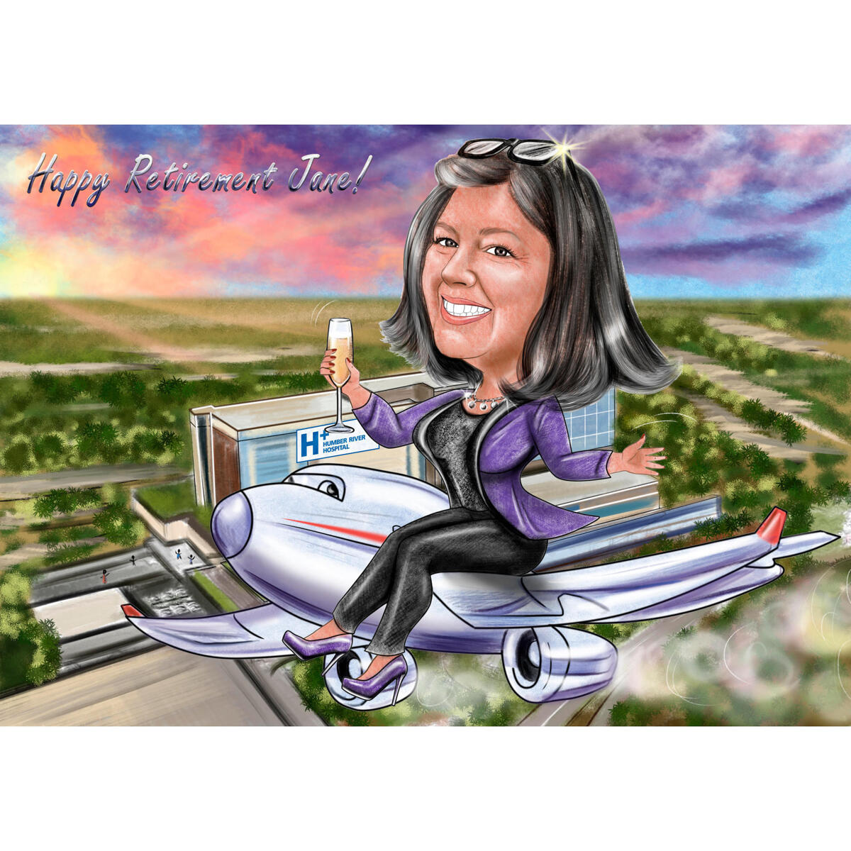 Whimsical Pilot Retirement Drawing - A Funny and Memorable Gift👩‍ ️🛩️🎨 ...