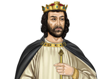 King Portrait in Color Style Drawn from Photos