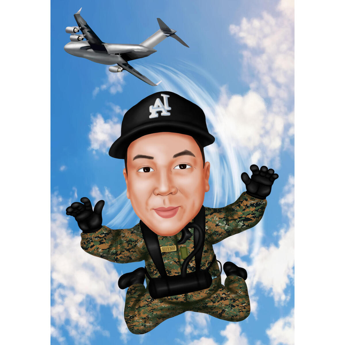 Paratrooper Funny Cartoon