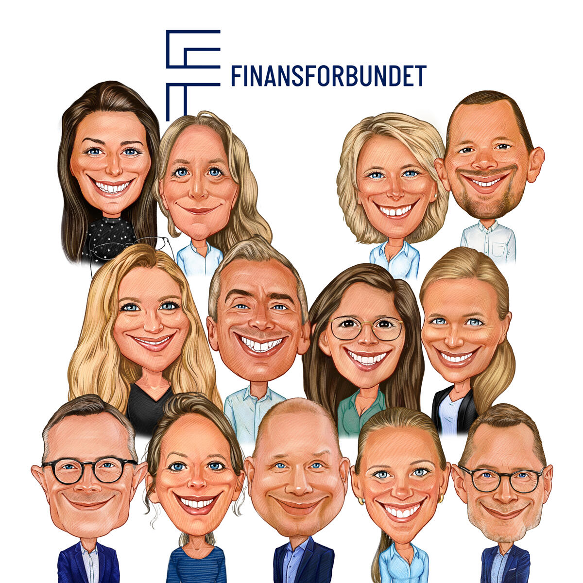 Pencil Group Caricature Drawing
