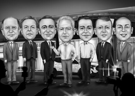 Full Body Black and White Groomsmen Drawing