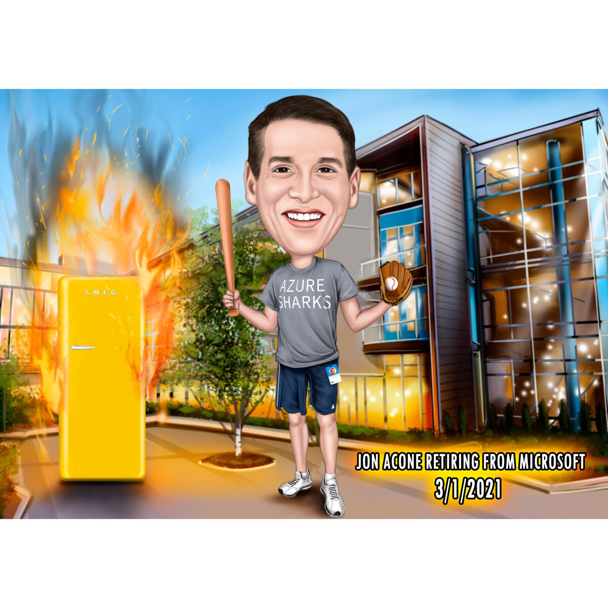 Personalized Farewell Microsoft Employee Drawing🎨🖌️⚾. Contact us today!