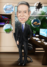 Boss Portrait Drawing with Corporate Background