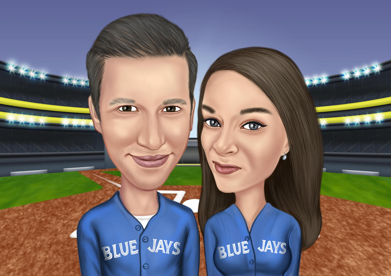 Baseball Couple Head and Shoulders Portrait