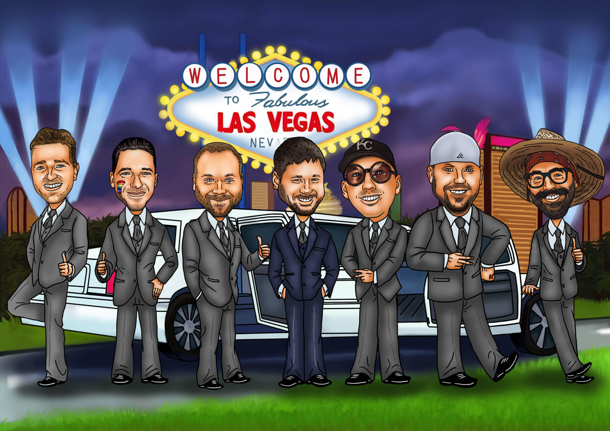 Bar Groomsmen Cartoon Drawing