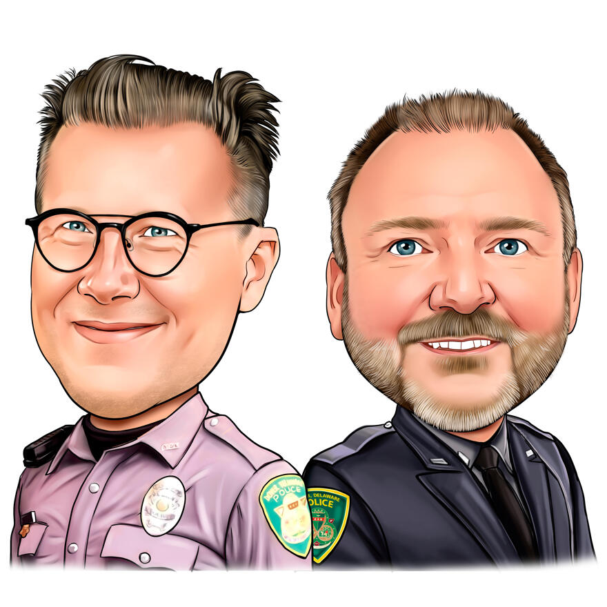 Einheit im Dienst: Cartoon-Zeichnung zweier Polizisten👮🎨🖼️. Holen Sie ...