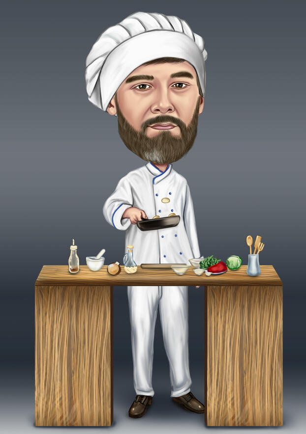 Cooking Lover Caricature Drawing