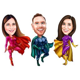Superhero Group Cartoon from Photos as Personalized Superheroes