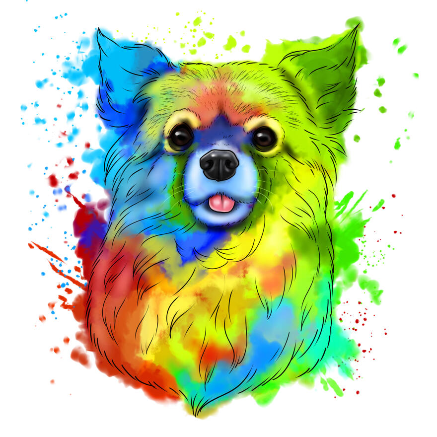 Dog Portrait Watercolor Rainbow Style from photo | Photolamus