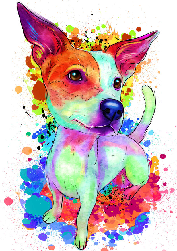 Basenji Caricature: Full Body Watercolor Style
