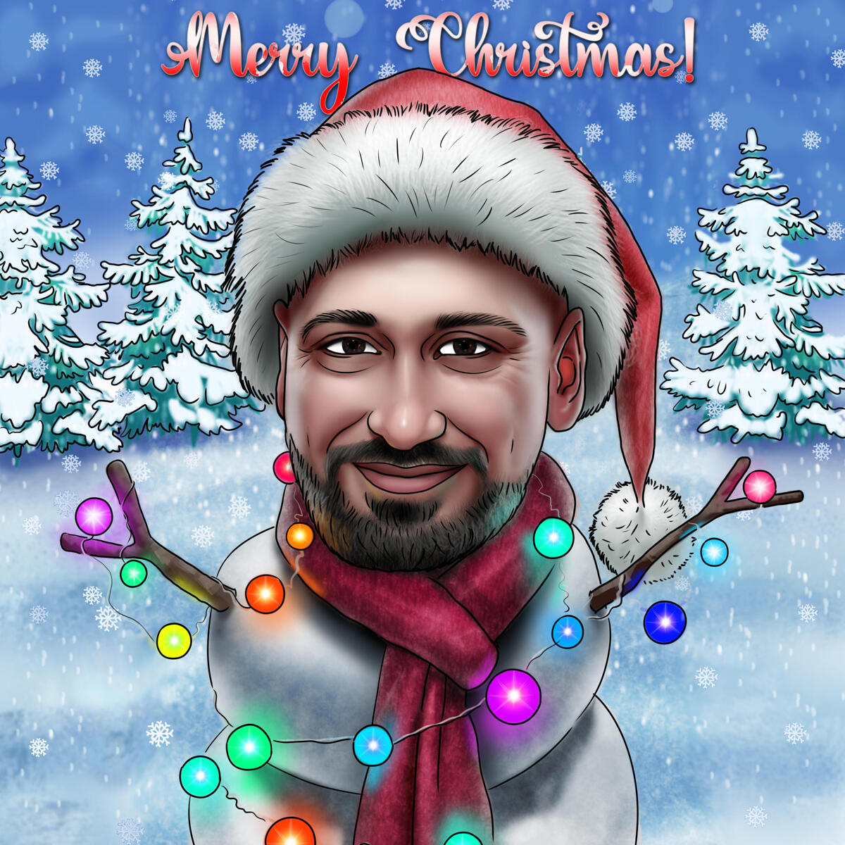 Custom Christmas Snowman Caricature – Xmas Card 🎄⛄