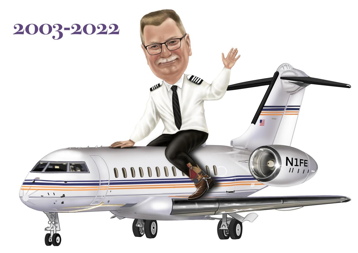 Lustige Pilot-auf-Flugzeug-Karikatur