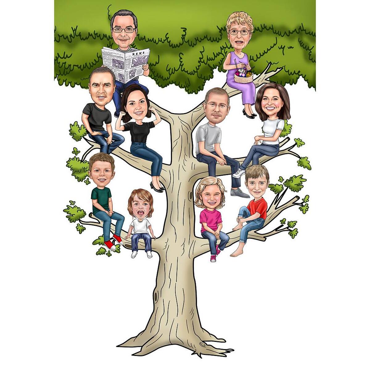 Custom Creative Family Drawing on Genealogical Tree🌳🖼️👨‍👩‍👧‍👦. Get yours!