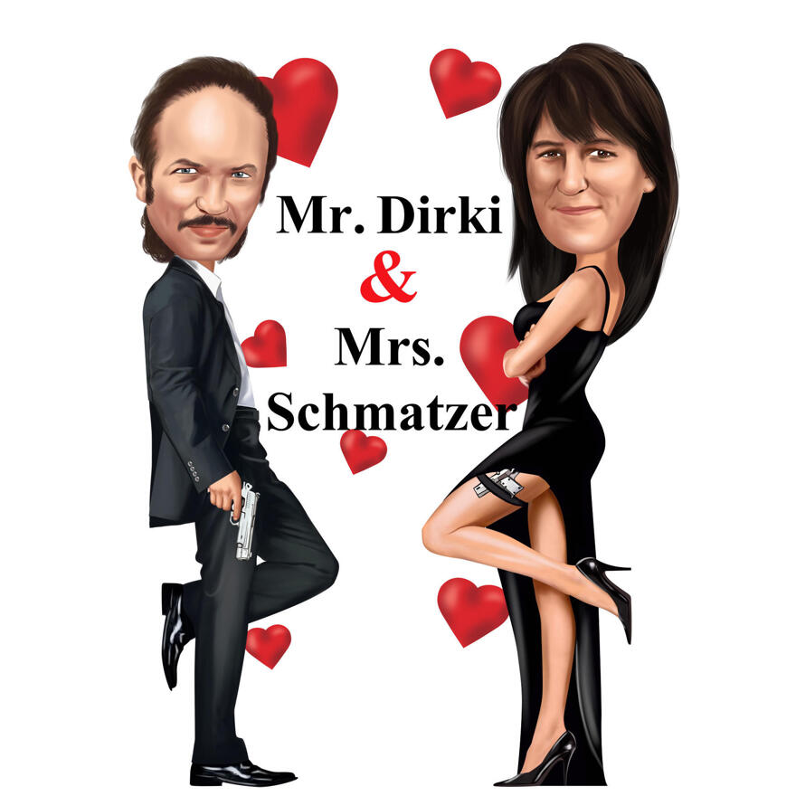 Personalized Mr. and Mrs. Anniversary Illustration💕