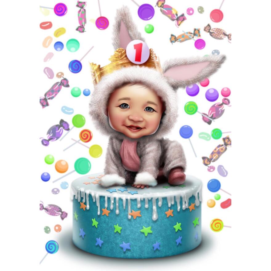 Baby's 1st Birthday Caricature