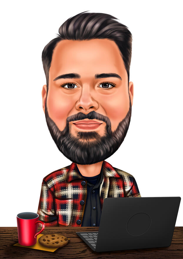 Laptop Caricature: Computer Cartoon