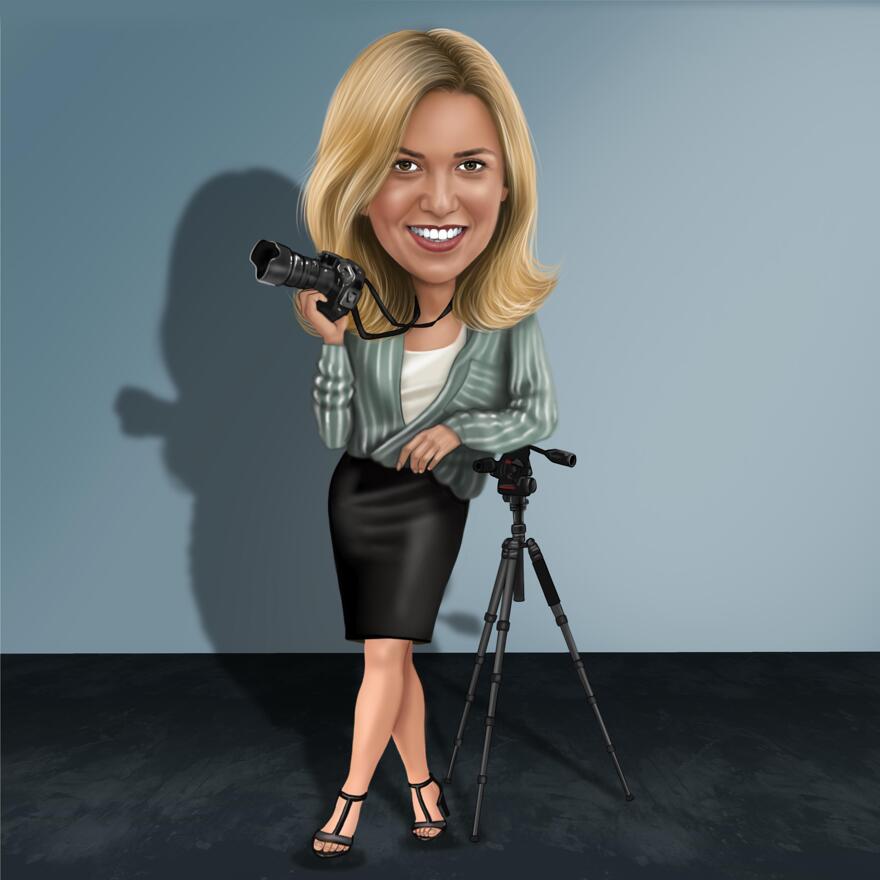 Full Body Caricature with One Color Background