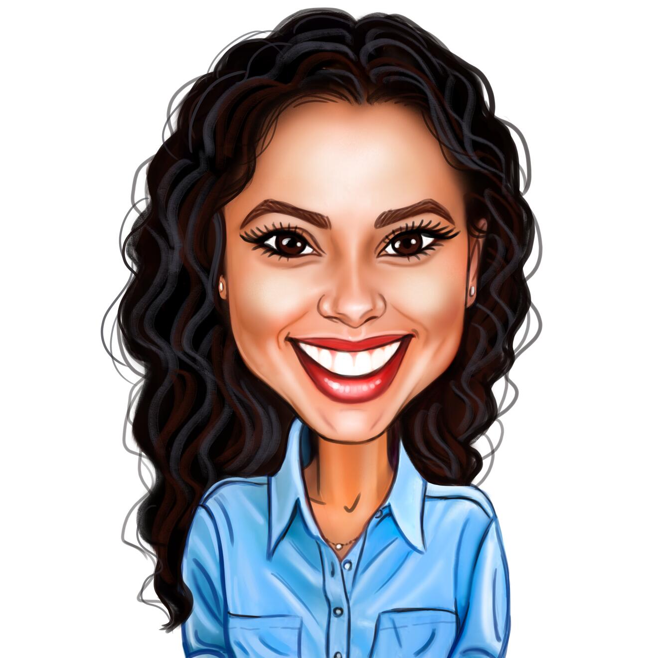 Caricatura de chica divertida en estilo coloreado Caricatura de chica divertida en estilo coloreado