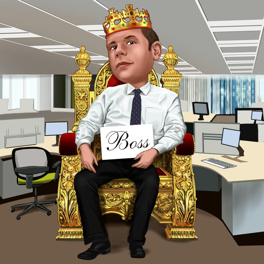 Boss Caricature Portrait as King for Custom Gift
