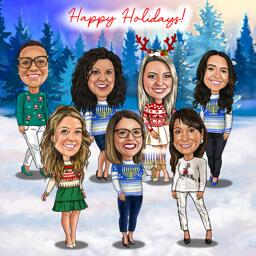 Corporate Team Christmas Caricature – Office Holiday Gift