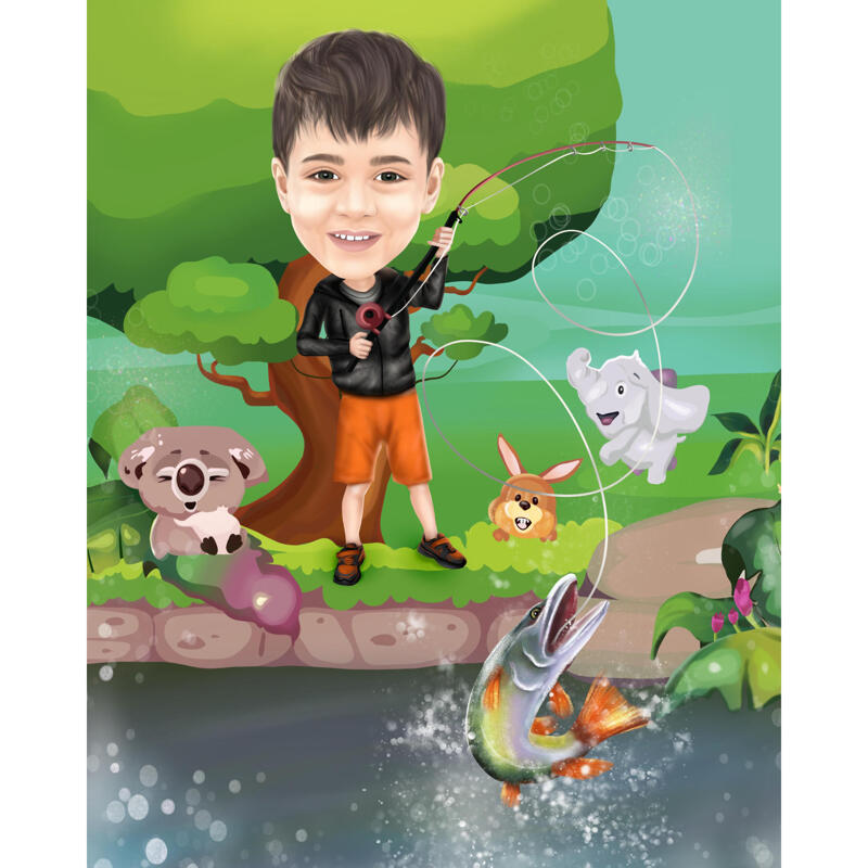 Boy Fishing Drawing