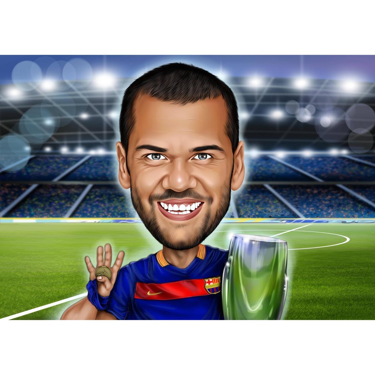 Champion Trophy Cartoon Drawing from Photos for Winner Gift