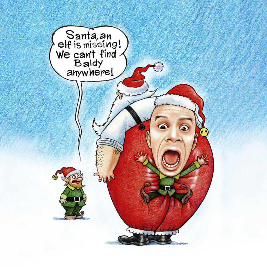 Elf is Missing – Funny Christmas Card Caricature Gift