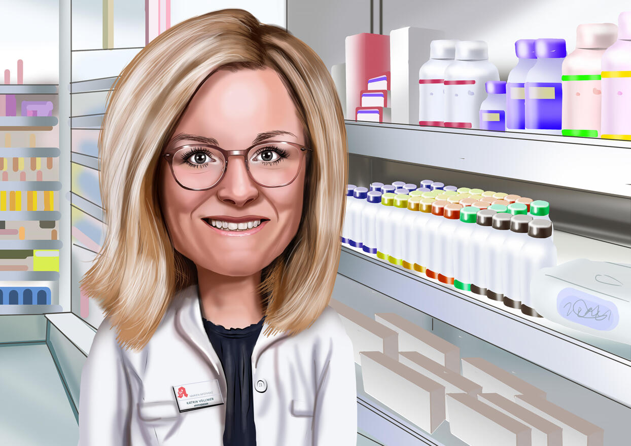 Custom Pharmacist Portrait Hand-Drawn from Photos
