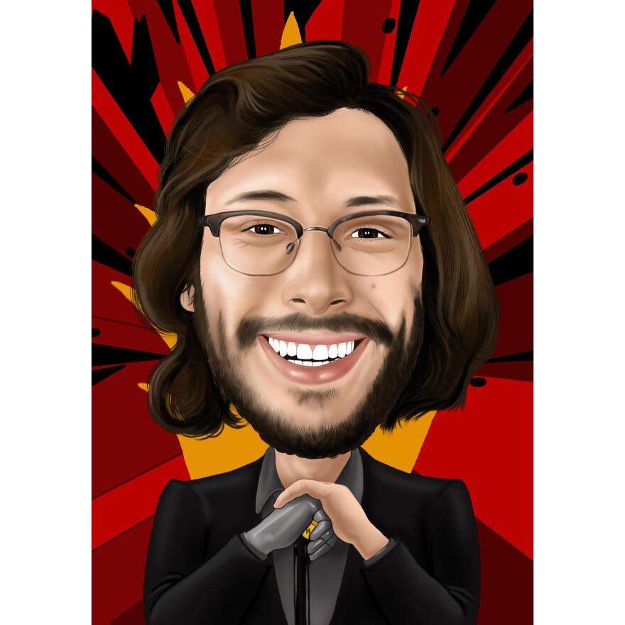 Person as Movie Character Cartoon Caricature with Colored Background