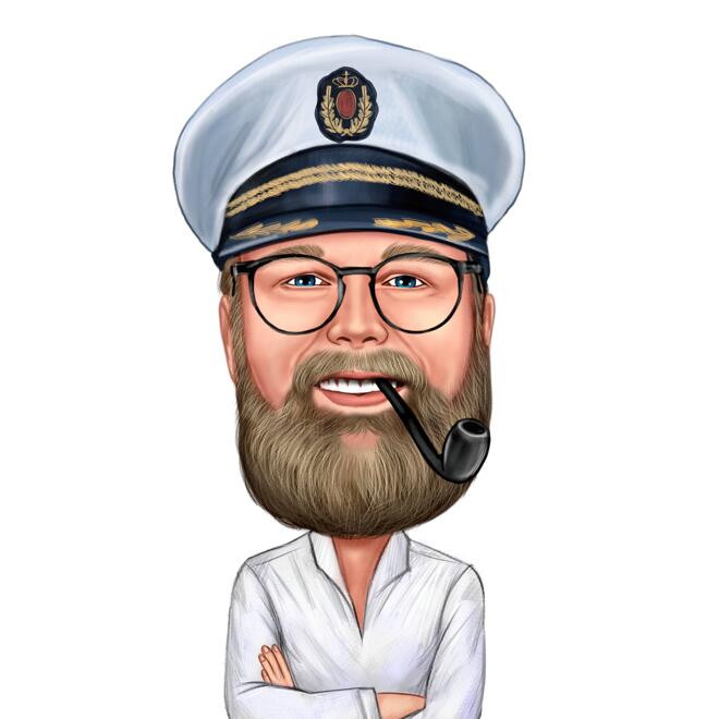 Captain Smoking Pipe Caricature