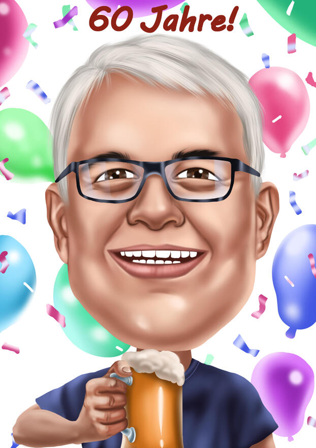 Vater Karikatur Zeichnung Mit Bierkrug Zum Geburtstagsgeschenk