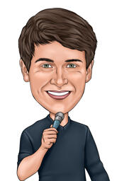 Caricatura de comediante única: estilo de color digital con fondo claro 🧑‍🎨