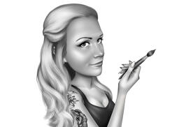 Dress Code Caricature for Girls Hand Drawn from Photos with One Color