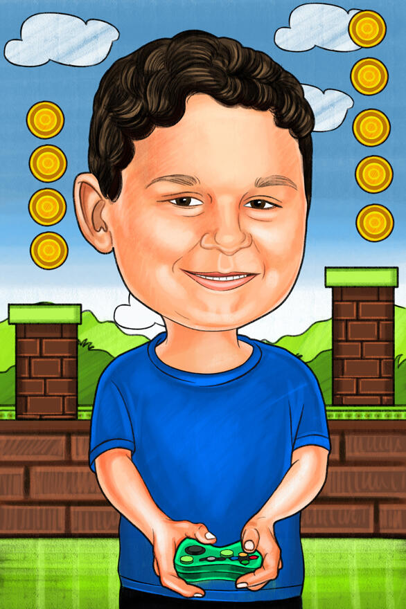 Gamer Caricature from Photos for Custom Gift