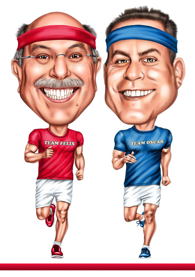 Two People Running Cartoon