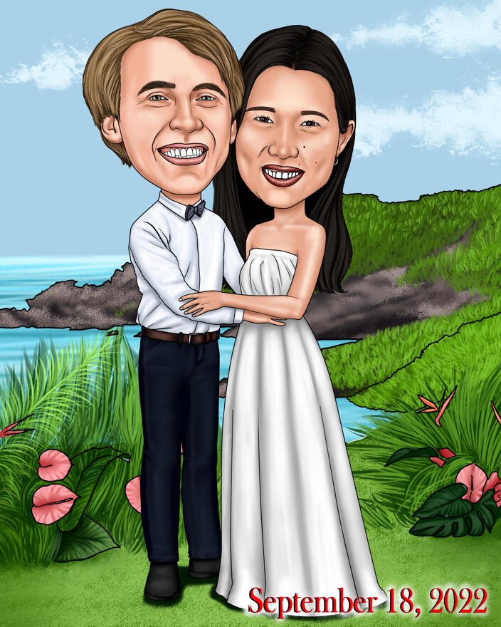 Simple Bride And Groom Cartoon