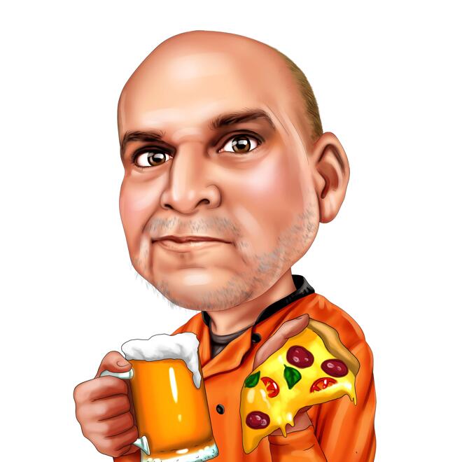 Biertrinker-Karikatur im witzig übertriebenen Stil