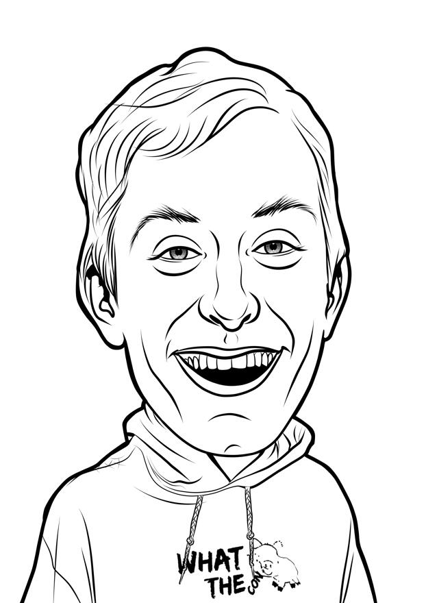 Black and White Caricature: Outline Style
