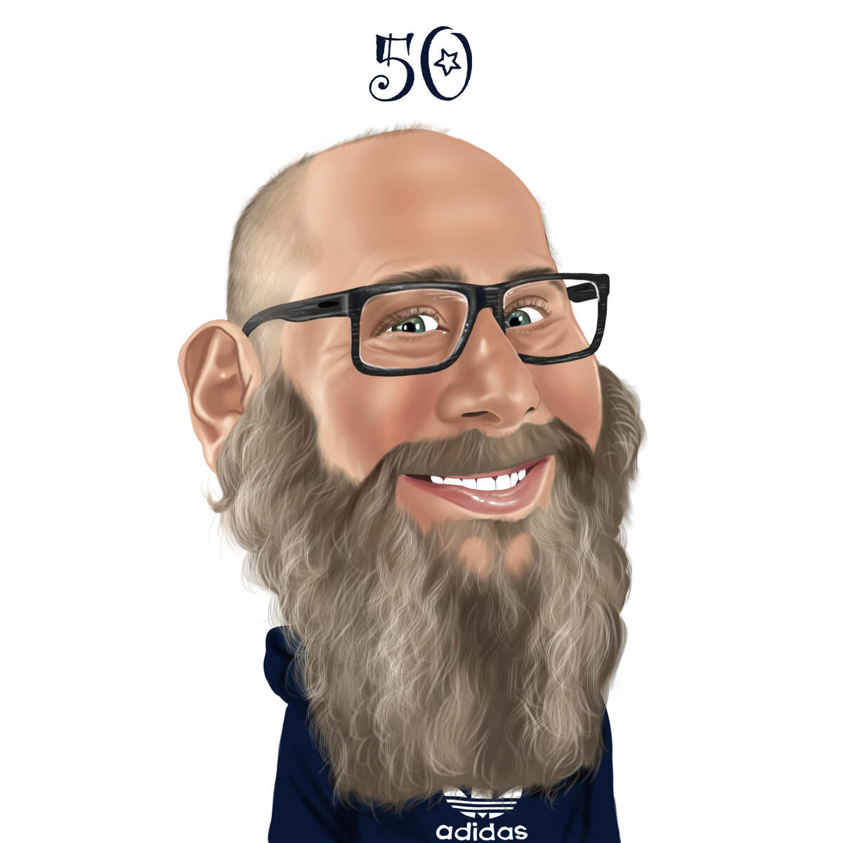 Übertriebene Personenkarikatur zum Geburtstagsgeschenk zum 50. Jahr...