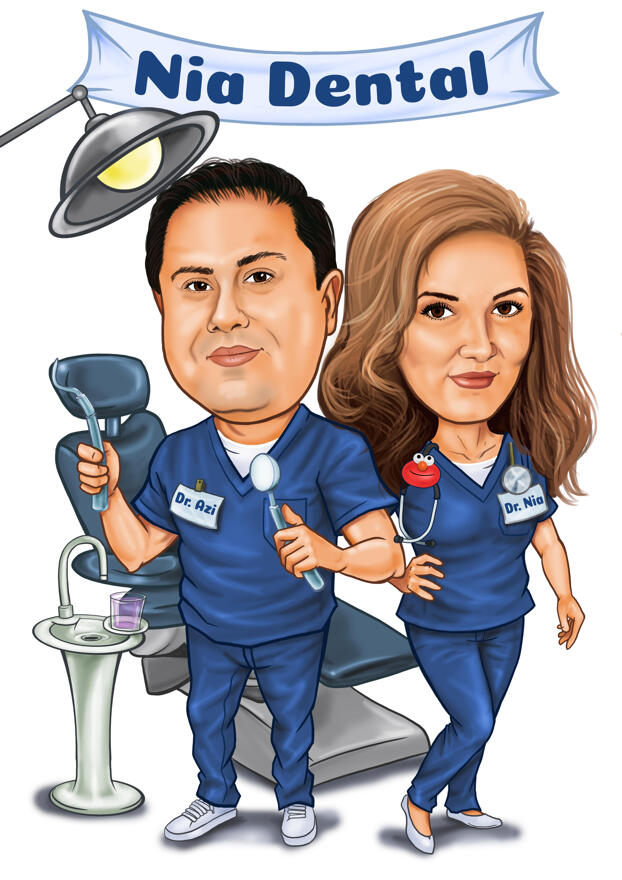 Couple Chefs Cartoon Drawing