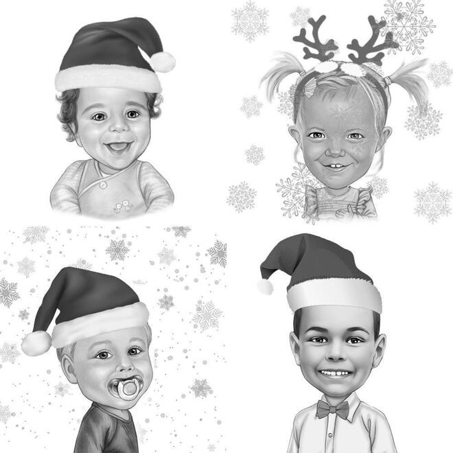 Kids Christmas Clip Art Black And White