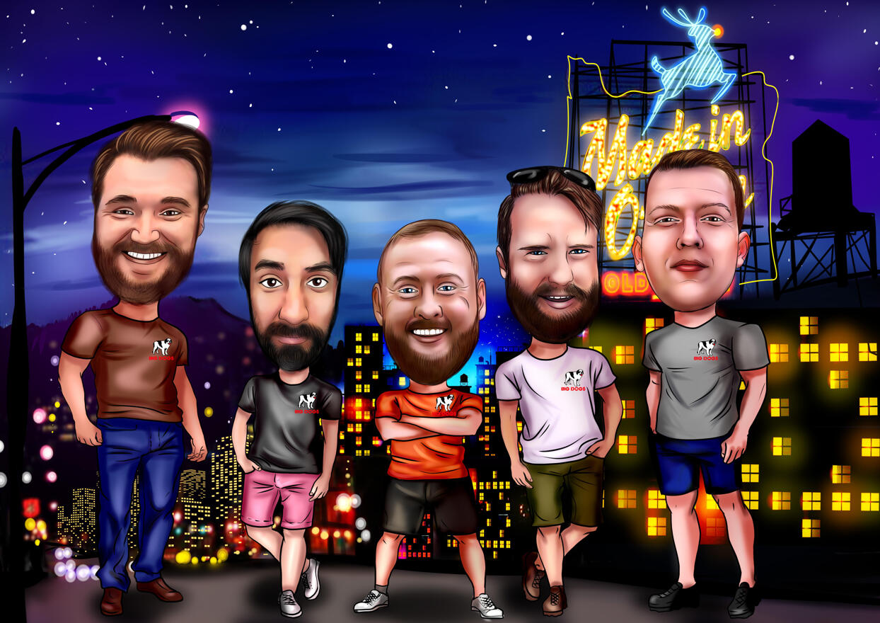 Bar Groomsmen Cartoon Drawing