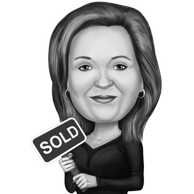 Realtor Cartoon Caricature: Order online hand-drawn real estate art🏠💰💵